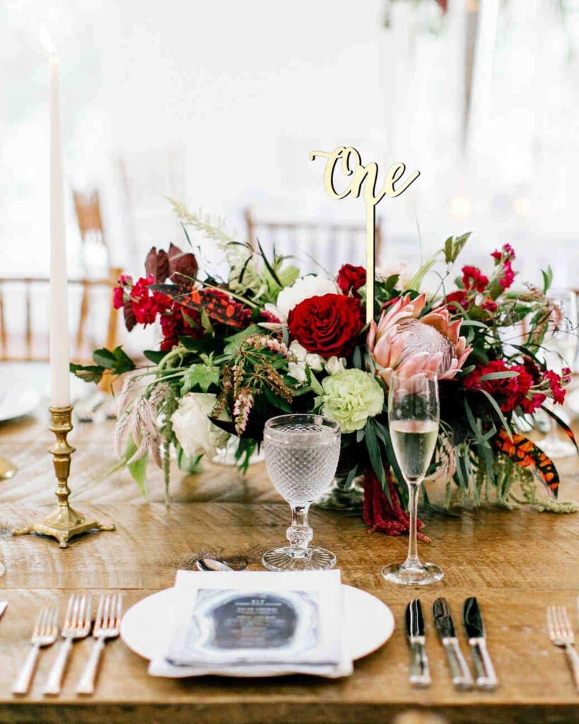 Gold Table Numbers (Stick Base) - Loulu Palm Event Equipment Rental