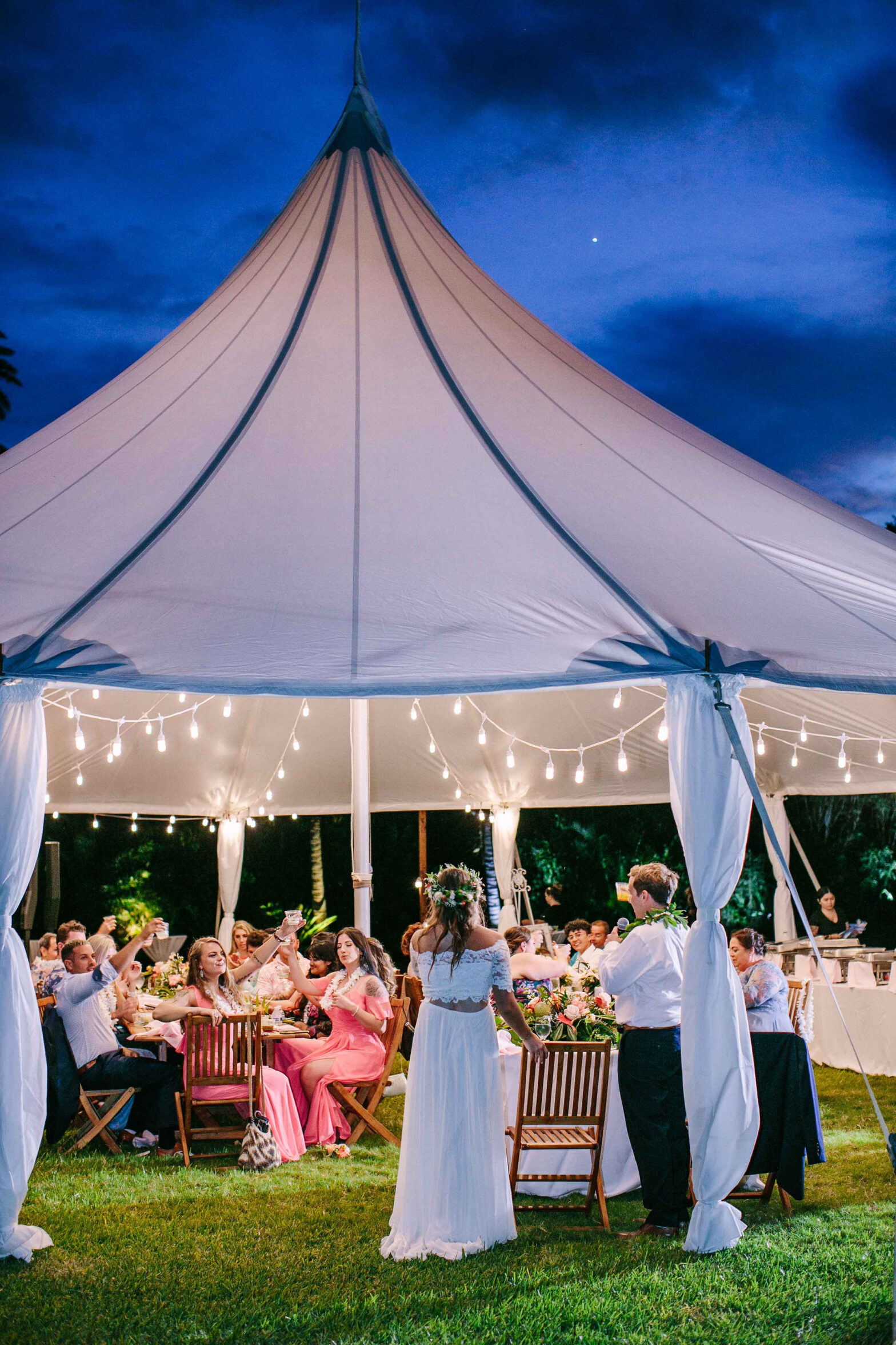 Tidewater Exterior Leg Drape - Loulu Palm Event Equipment Rental